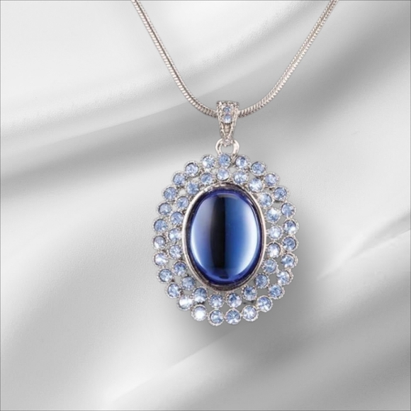 Jewelry | Blue Stone And Crystals Pendant Necklace | Poshmark